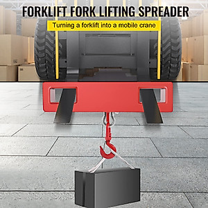 VEVOR Forklift Lifting Hook, 4400lbs Capacity Forklift Lifting Hoist, Red Forklift Mobile Crane with Swivel Hook and Two Large T-Screws, Hook Forklift Lifting Hoist, Fork Lifting Attachment