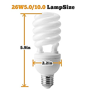TEKIZOO UVA UVB Light Bulb 5.0/10.0 Compact Florescent Terrarium Lamp for Tropical/Desert Reptiles and Amphibians (26W 5.0)
