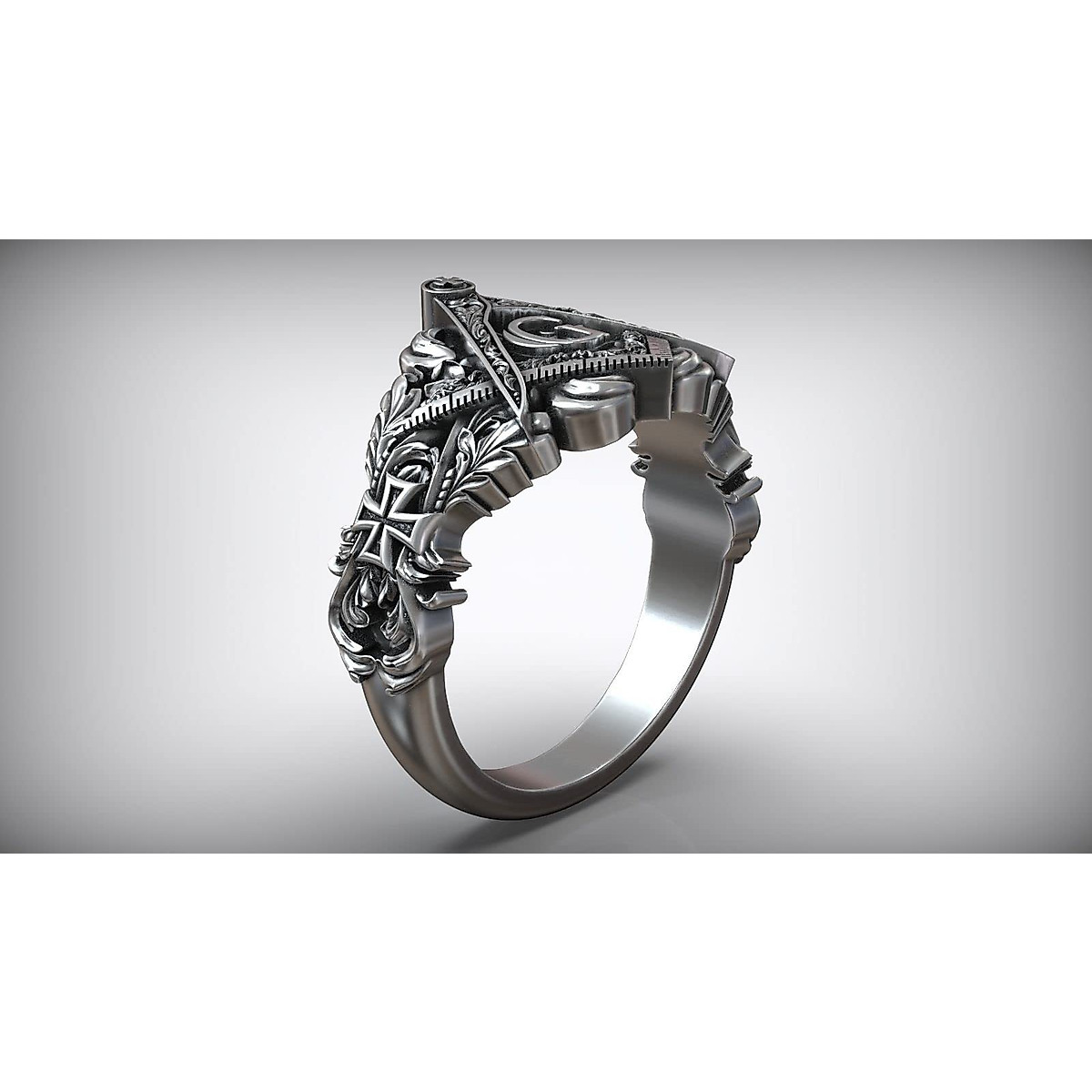 Freemasons Square And Compass Pattern Ring Master Mason Symbol With Engraved Letter Of Providence Handmade Statement Initiation Symbol Vintage Masonry Signet Ring 925 Silver Oxidase