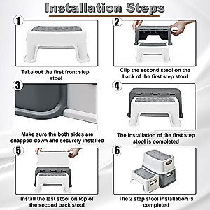 Step Stools for Kids, Toddler Step Stool for Bathroom Sink, 2 Step Stool for Toddlers, 11.8(L) X14.76(W) X9.87(H) Slip Resistant Grey 1 Pack