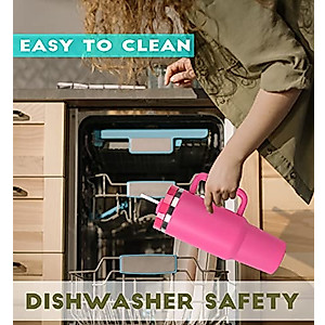 40 oz Tumbler with Handle and Straw Lid,Stainless Steel Travel Mug Water Bottle Cup,Reusable Insulated Vacuum splashproof Cup,for Car,Home,Office,Gifts