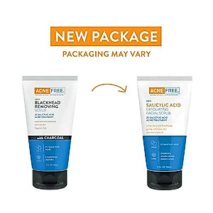 AcneFree Blackhead Removing Exfoliating Face Scrub with 2% Salicylic Acid and Charcoal Jojoba, 5 Ounce - Pack of 2