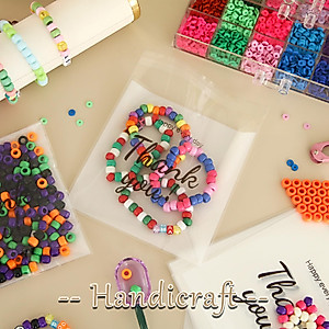 Wocuz Cookie Candy Bags Thank You Printed Cellophane Bags Biscuit Roasting Treat Present DIY Plastic Individual Wrappers Self Adhesive OPP Cookie Bakery Decorating Favor Bags (5.5x5.5 Inch, 200Pcs)