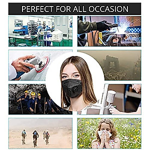 Face Mask Black Disposable with Breathing-Valve 10 Pack | Black Face Masks for Men and Woman 5 Layer | Disposable Face Mask for Protection | Breathable Sport Face Mask Lightweight Comfortable on Skin