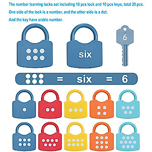 Kids Learning Locks with Keys, 123 Dots Numbers Matching and Counting Toys, Montessori Educational Toys for Toddlers Boys Girls
