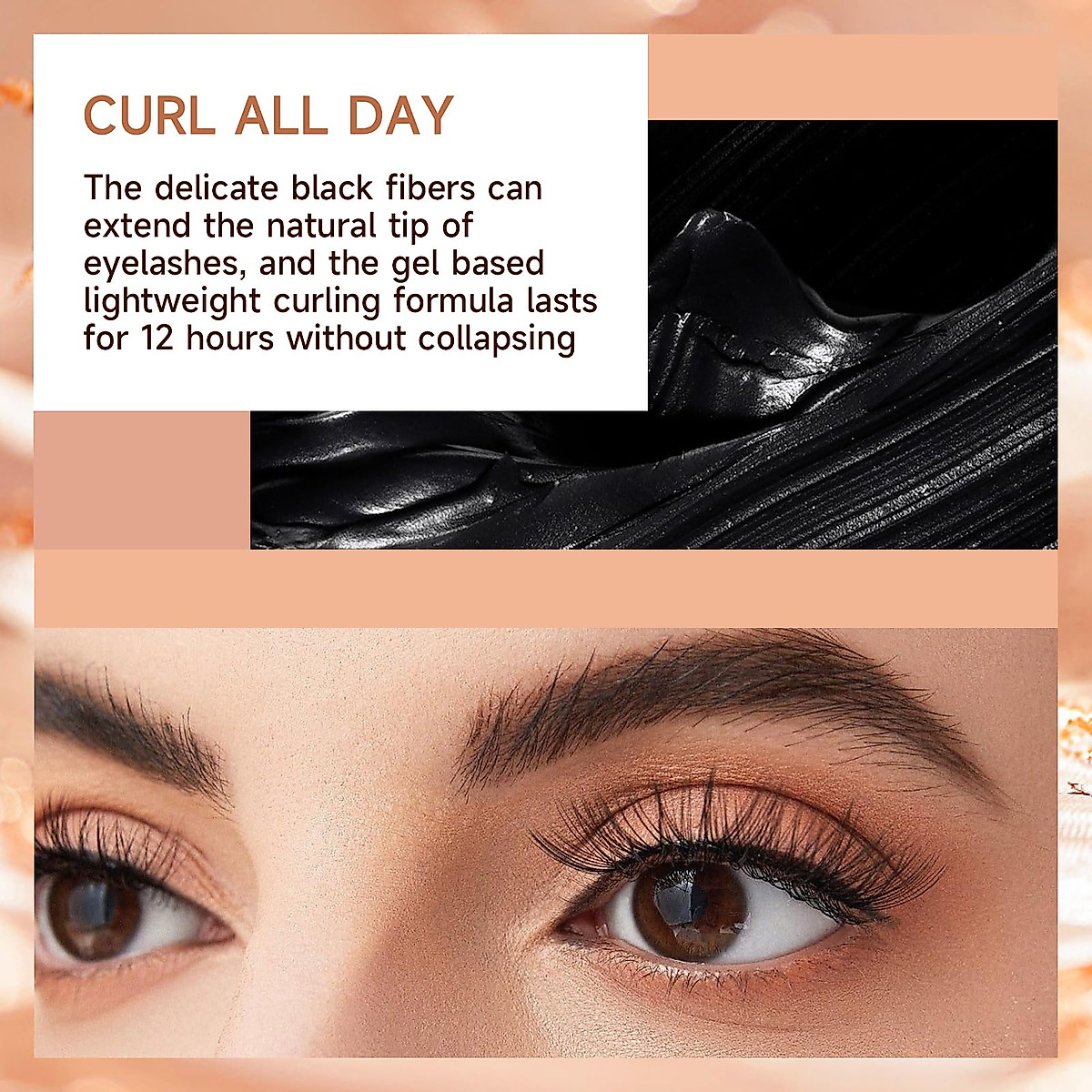 Easilydays Black Mascara for Eyelashes Waterproof, Double-ended 2-in-1 Lash Primer & Mascara Duo, Primer Styling Cream, Long-Lasting Smudge-Proof Mascara Black Slender, Dense Thick Curling for Eye Makeup, No Clumping