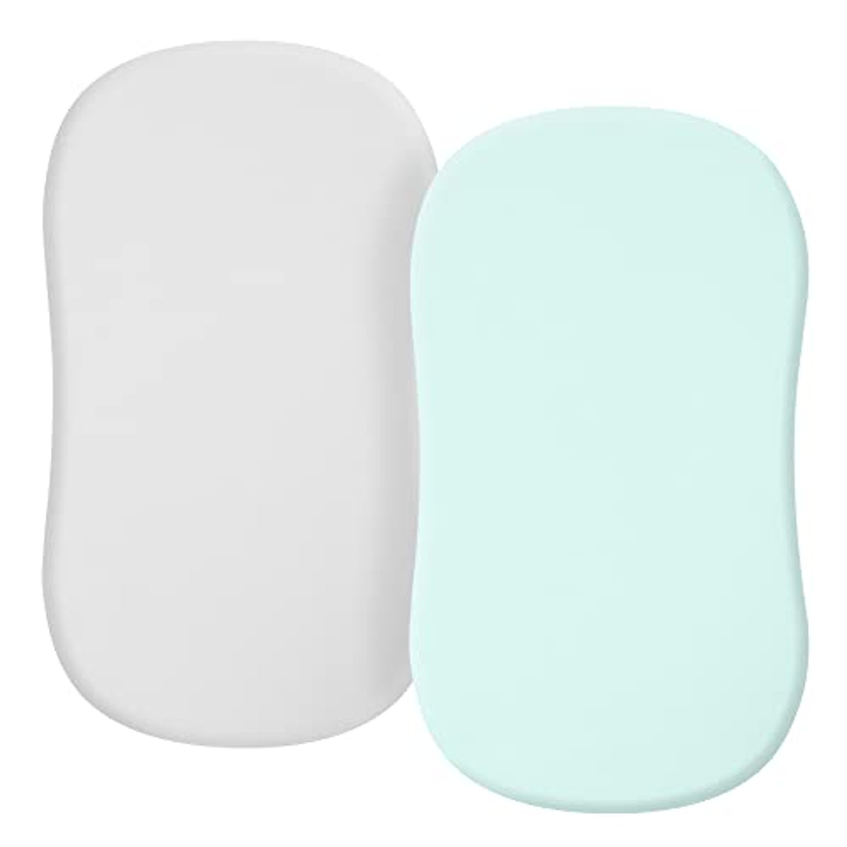 TILLYOU Ultra Soft Bassinet Fitted Sheets for Baby Boy Girl, Universal Fit for Cradle Oval Rectangle Hourglass Mattress, 2 Pack Gray and Green