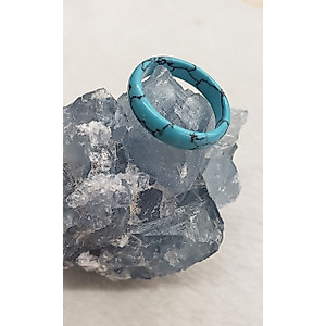 LTC Designs Genuine Turquoise-colored Howlite Gemstone Banded Ring, Ring Size: 6