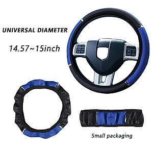 Car Steering Wheel Cover,15 Inch Universal Auto Anti-Slip Steering Wheel Protector,- Car Interior Accessories Women & Men, for Car Truck Van SUV (Blue)