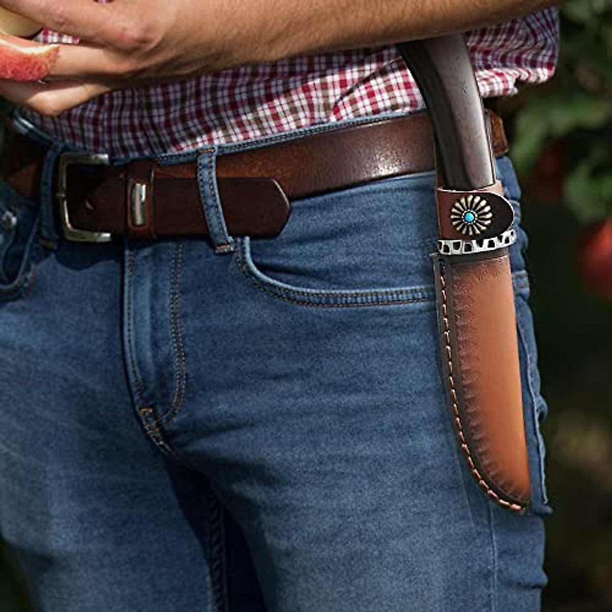 DONGKER Knife Holster, 5" Leather Straight Knife Sheath Vertical Knife Case for 5'' Blade Christmas Festival Gift Cosplay