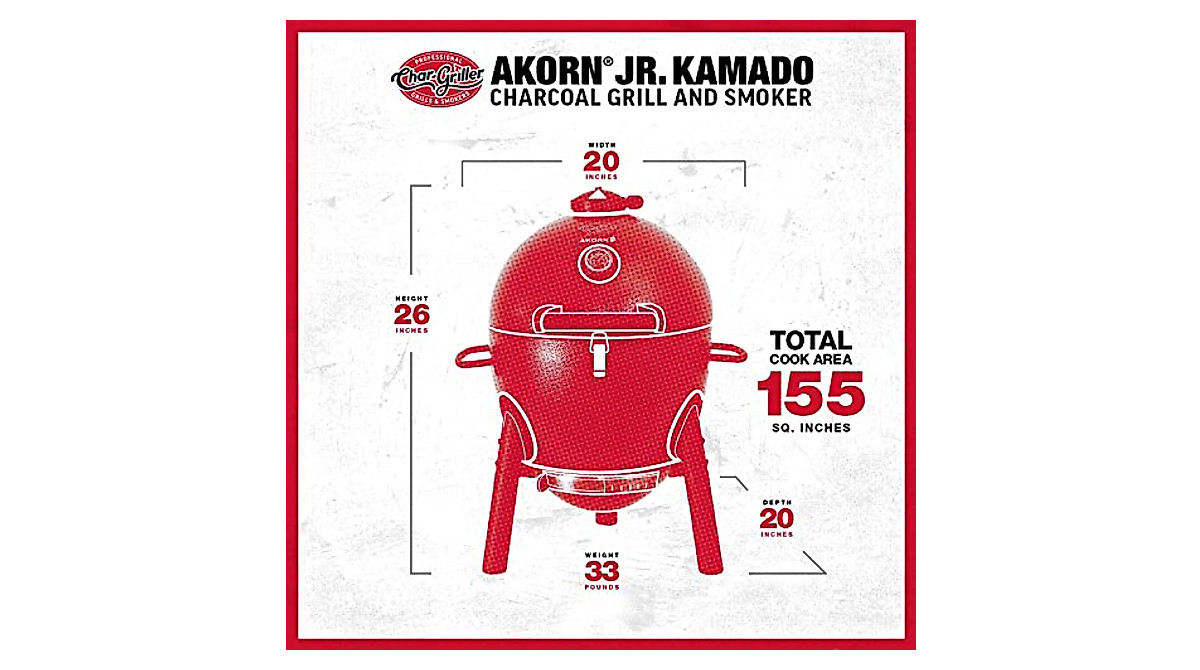 Char-Griller AKORN Jr. Portable Kamado Grill - Grill Anywhere!