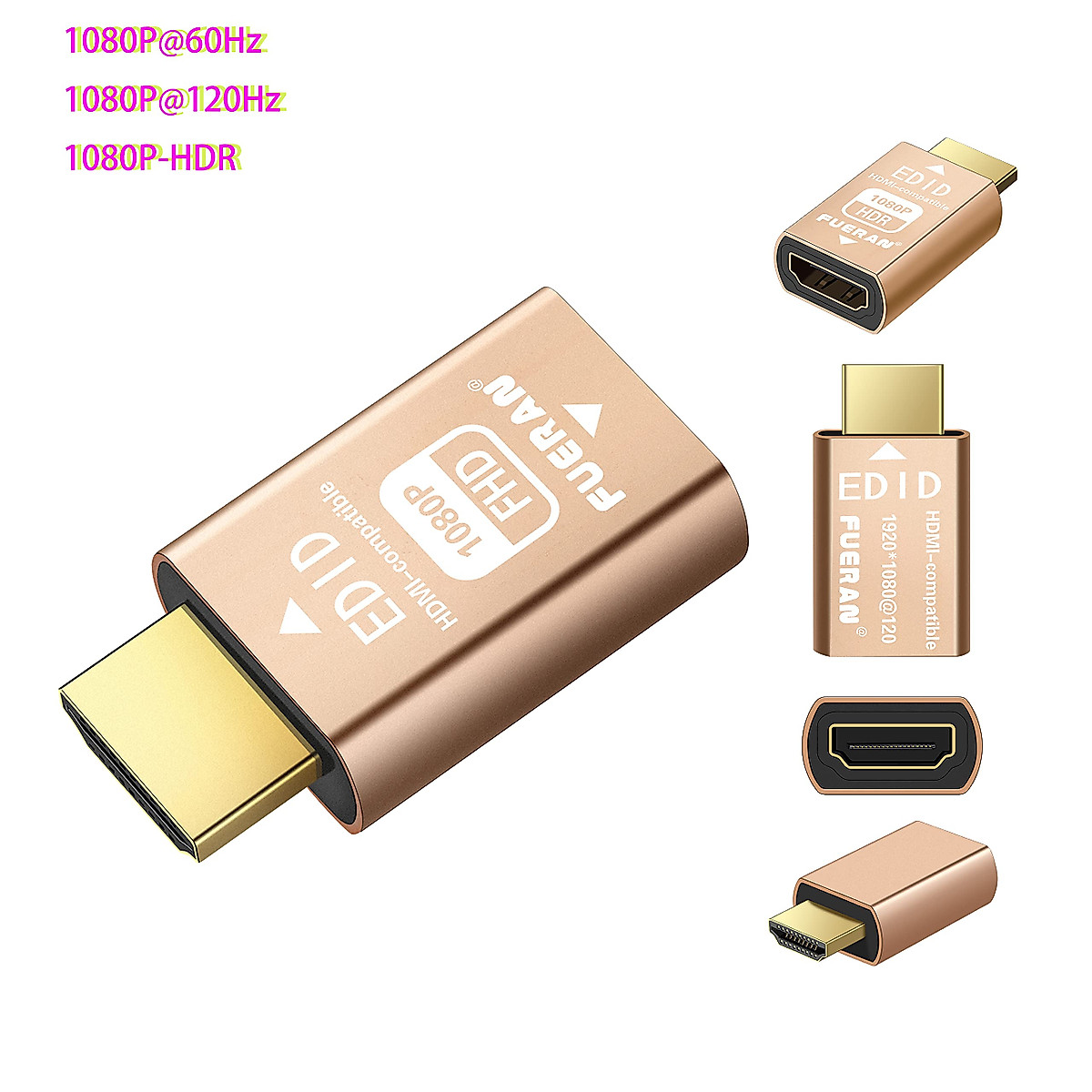 FUERAN HDMI Pass-Through EDID Emulator for use with Video splitters, Switches and Extenders (fit-Headless) 1920X1080@59hz