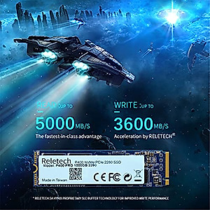 Reletech 2TB M.2 SSD, for PS5 Expansion PCIe Gen 4X4 NVMe Internal Gaming SSD Up to 5,000 MB/s PCIexpress 4.0 Solid State Drive for PC Laptop Desktop（QLC, 2TB）