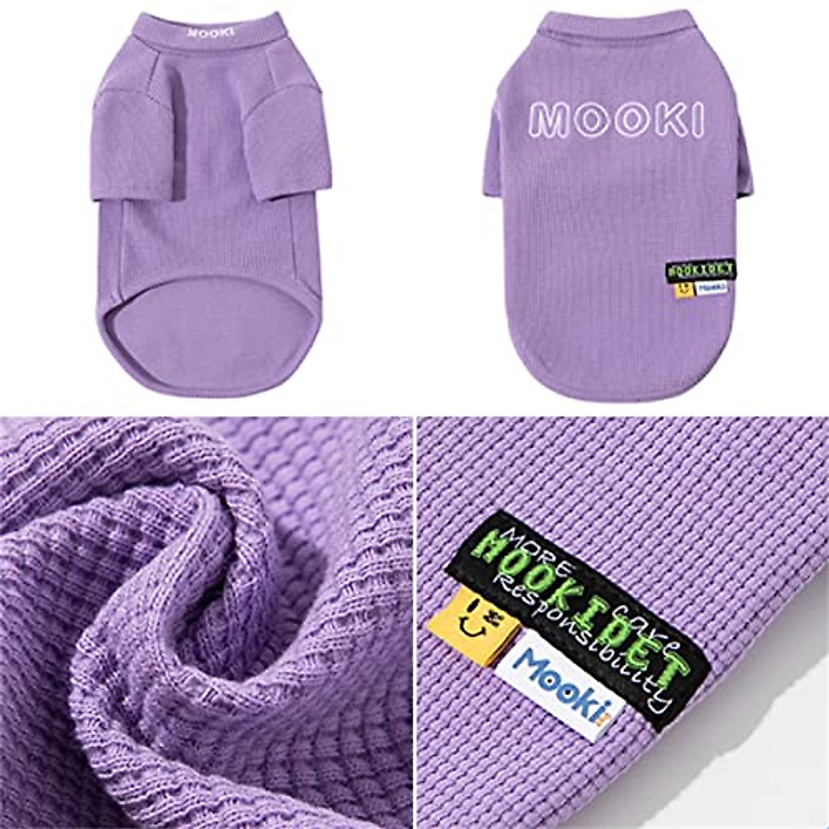Pet Dog Clothes Puppy Sweater Purple Soft T-Shirt Spring and Autumn Sweatshirts Cat Lapel Collar Pullover (L,Purple)