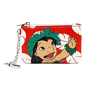 Disney Bag and Wallet Combo, Lilo and Stitch Lilo Hula Pose and Dress Print Red, Vegan Leather