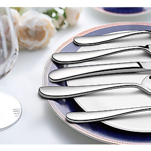LIANYU 45-Piece Heavy Duty Silverware Set with Serving Utensils, Stainless Steel Flatware Set for 8, Thick Cutlery Eating Utensils Include Fork Knife Spoon, Mirror Finished, Dishwasher Safe