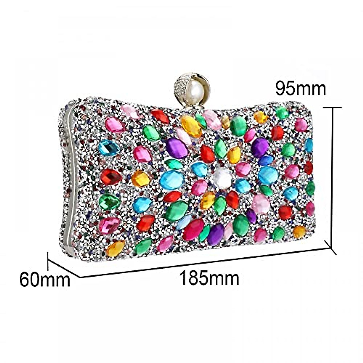 Rhinestone Purse For Women, Evening Handbags Clutch Purses For Wedding and Cocktail Party (Silver)