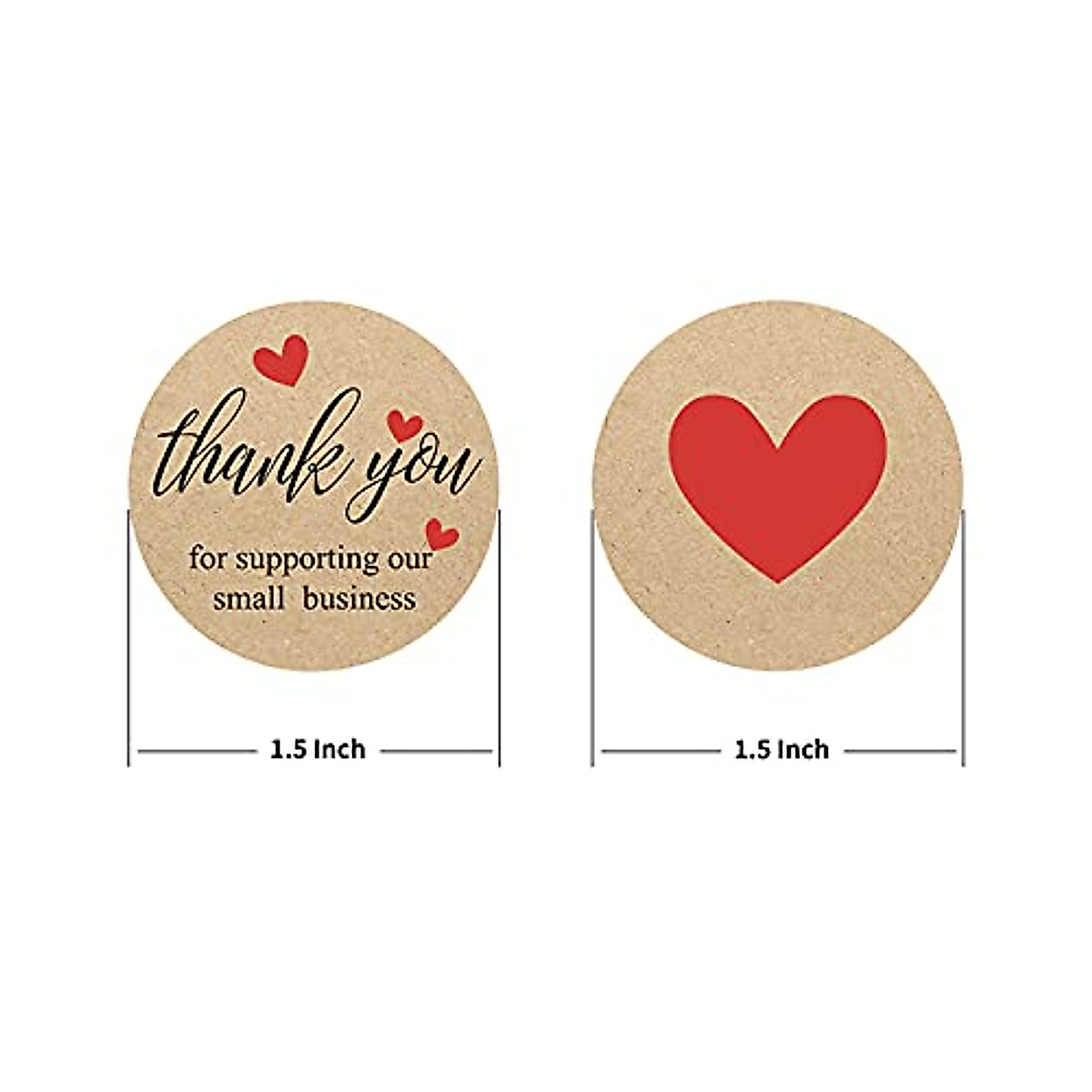 MGHLB 1.5'' Thank You Stickers, 1000PCS Kraft Paper Small Business Love Adhesive Label Rolls for Envelopes, Bags, Boxes, Handicrafts