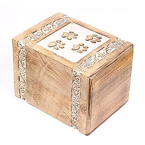 ARTISENIA Wooden Pet Memorial Keepsake Cremation Urns for Ashes Pet Urn Wood Keepsake Box Urns for Cat Dogs Ashes | Cat Memorials 7.5 X 5.5 Inch
