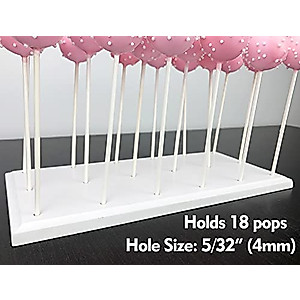 Wood Cake Pop Stand Display - 18 Hole Lollipop Holder, Candy or Sucker Stand for Dessert Table of Wedding, Shower, Birthday Party, White - Fit 5/32" (4mm) Lollipop Sticks