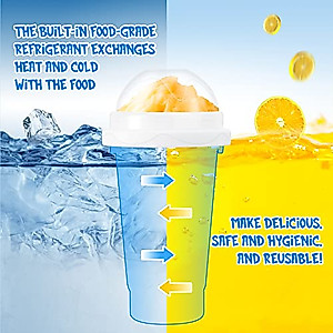 Slushy Cup Slushie Cup, Slushy Maker Cup, Quick Frozen Magic Squeeze Cup, Double Layer Slush Cup Squeeze, Homemade Summer DIY Milk Shake Ice Cream Maker, Cool Stuff Birthday Gifts for Kids (Blue)