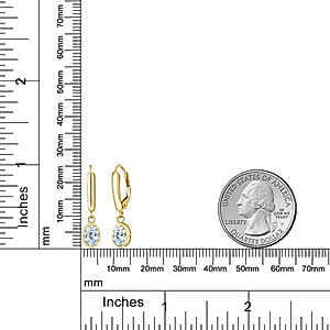 Gem Stone King 1.44 Ct Oval Sky Blue Aquamarine 14K Yellow Gold Earrings