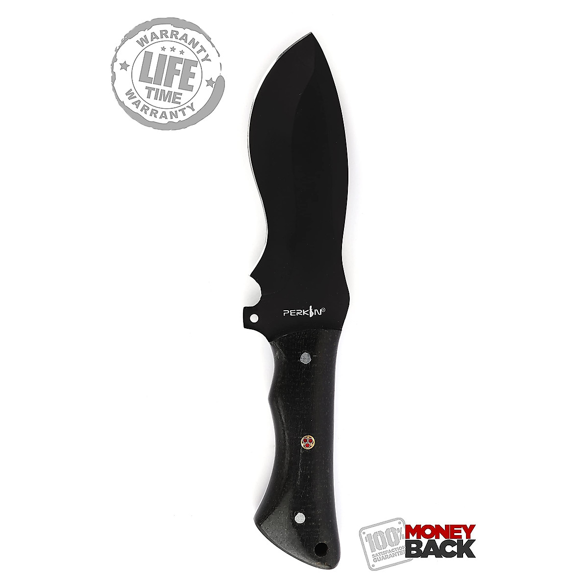 Perkin Hunting Knife With with Leather Sheath Tracker Knife Full Tang Fixed Blade Knife - BLK Tracker