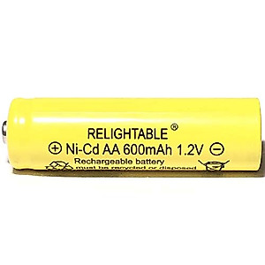 RELIGHTABLE AA NiCd 600mAh 1.2V Rechargeable Batteries for Solar Garden Lights (Pack of 20)