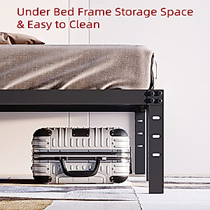 XMhongsong 14 Inch California King Size Bed Frame No Box Spring Needed, Heavy Duty Metal Platform Bed Frame, Easy Assembly, Noise Free, Black