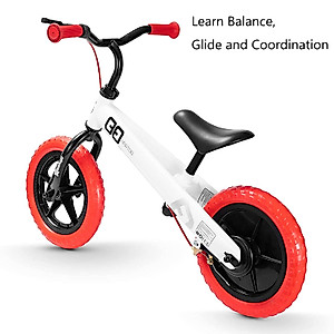 HAPTOO Balance Bike 12'' for 3-7 Years Old, Toddler Balance Bike with Adjustable Seat and Handlebar, Best Birthday Gift for Boys and Girls (White)