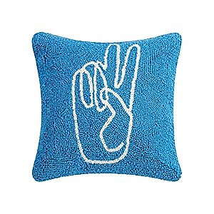 Peking Handicraft 30APS23BC14SQ Peace Hand Hook Pillow, 14-inch Square