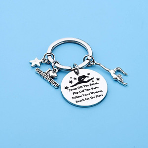 WSNANG Gymnastics Team Gifts Jump Off The Beam Flip Off The Bars Follow Your Dreams Reach For The Stars Keychain (Reach for the Stars KC)
