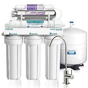 APEC Water Systems ROES-PHUV75 Essence Series Top Tier Alkaline Mineral and Ultra-Violet UV Sterilizer 75 GPD 7-Stage Ultra Safe Reverse Osmosis Drinking Water Filter System
