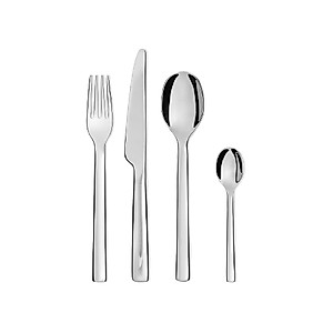 Alessi "Ovale" Flatware Set Composed Of Six Table Spoons, Table Forks, Table Knives, Coffee Spoons in 18/10 Stainless Steel Mirror Polished, Silver