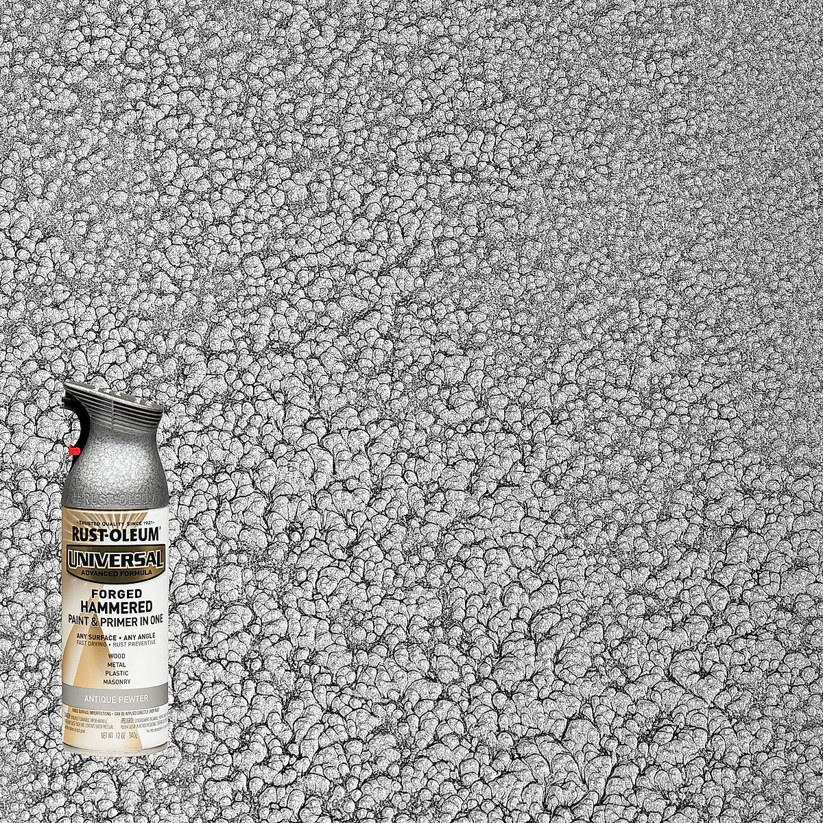 Rust-Oleum 271481 Universal All Surface Spray Paint, 12 oz, Forged Hammered Antique Pewter