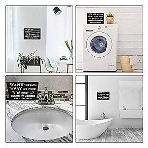 Jetec Farmhouse Bathroom Sign Wash Your Hands and Say Your Prayers Everywhere Rustic Wooden Wall Box Sign Funny Wall Plaque Table Decor for Home Room Office 7.87 x 5.1 Inch