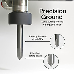 ROUTYBITS - 90 Degree - V Bit Engraver - 1/4 Inch Diameter Shank, Solid Carbide, Engraving, CNC Router Bits