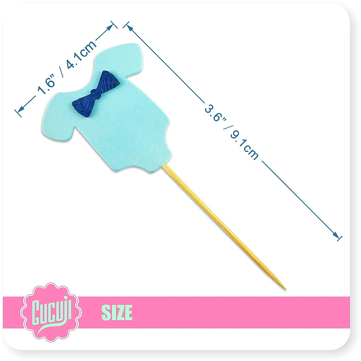 GUCUJI 40 PCS Blue Baby Jumpsuits Baby Shower Cake Cupcake Toppers Picks for Birthday Boys Party Decorations