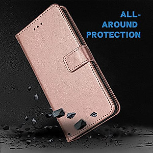 FDCWTSH Compatible with Infinix Smart 5 Wallet Case Wrist Strap Lanyard and Leather Flip Card Holder Stand Cell Accessories Mobile Folio Phone Cover for Infinix Smart 5 2020 Women Men Rose Gold
