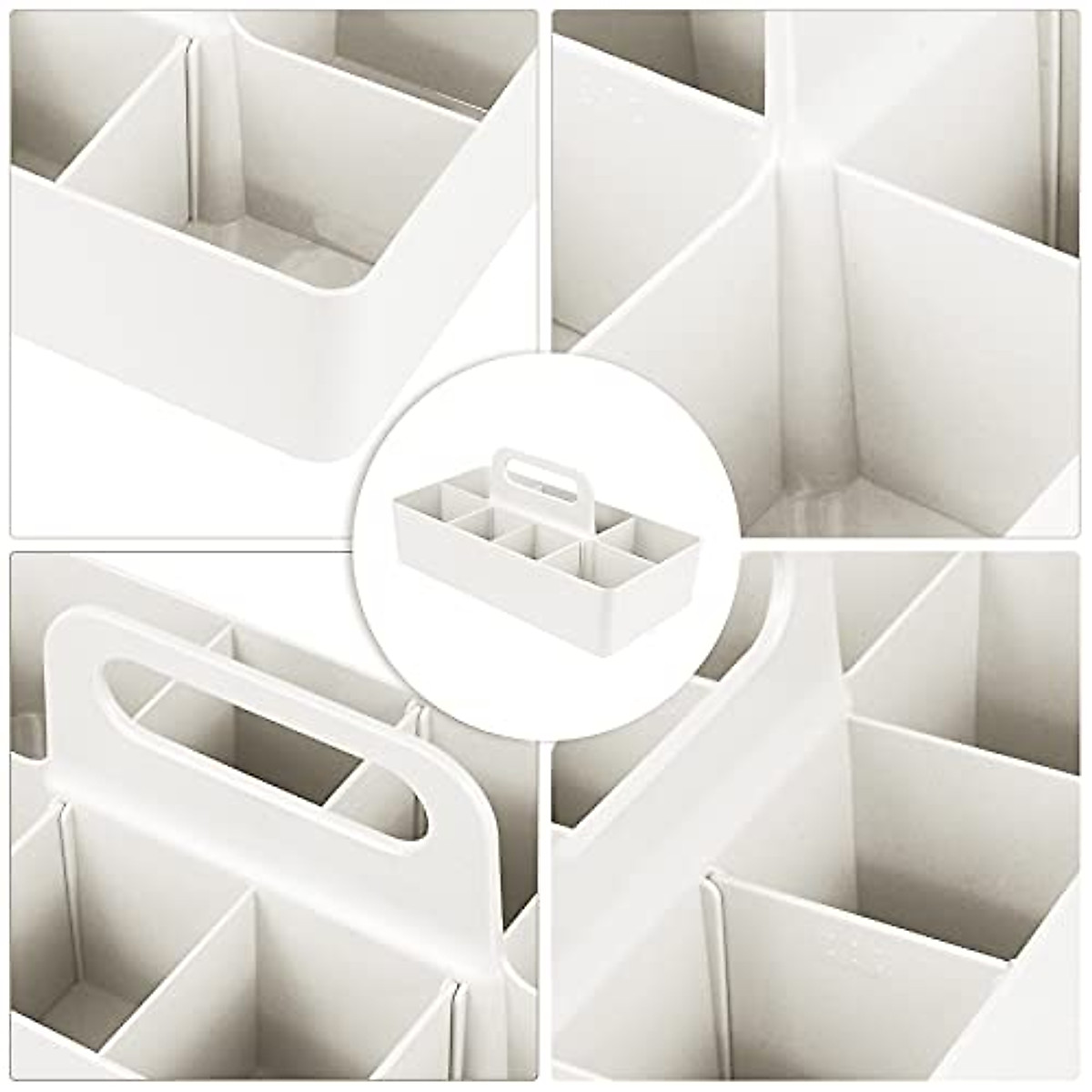 Baby Shower Caddy Plastic Nursery Portable Storage Organizer Caddy Tote for Child/Kids, Divided Basket Bin with Plastic Handle for Bathroom, Dorm Room, Holds Hand Soap, Bottles, Spoons (Beige)