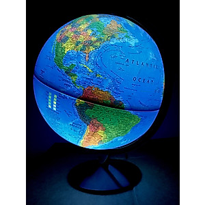 Replogle Odessa - Blue Ocean 2-way Map, Illuminated World Globe, Raised Relief, Up-to-Date Cartography, Made in USA(12"/30cm diameter)