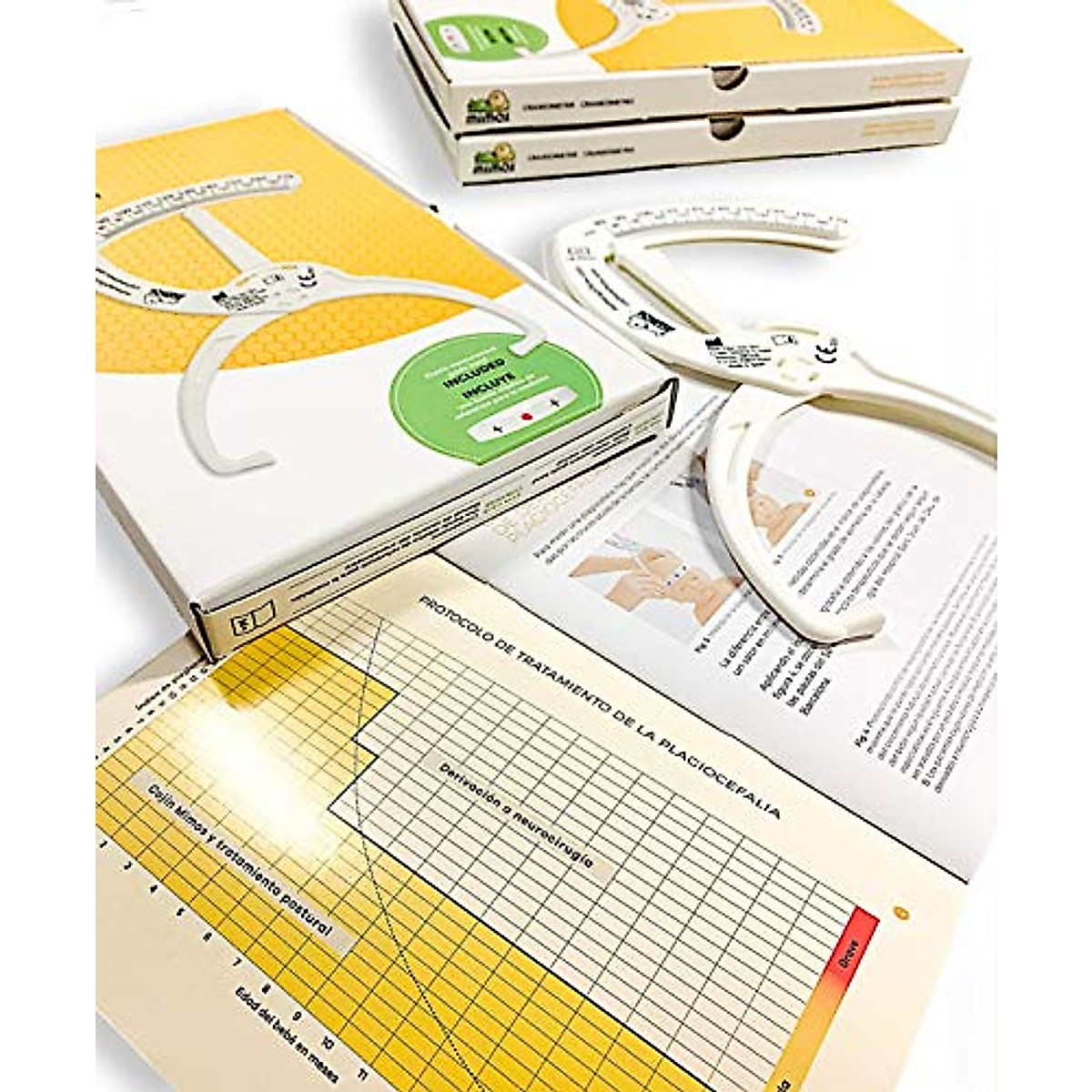 Mimos Craniometer (3 Units) - Cranial Asymmetry Measurement Tool, Diagnosis and Follow-up of Baby Flat Head Syndrome, Plagiocephaly Assessment.