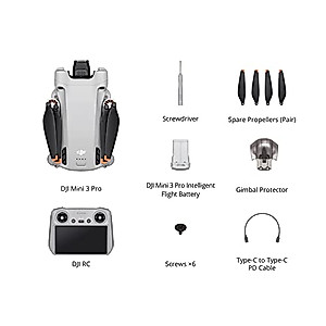 DJI Mini 3 Pro (DJI RC) & Fly More Kit Plus – Lightweight and Foldable Camera Drone with 4K/60fps Video, 47-min Flight Time, Tri-Directional Obstacle Sensing, Ideal for Aerial Photography