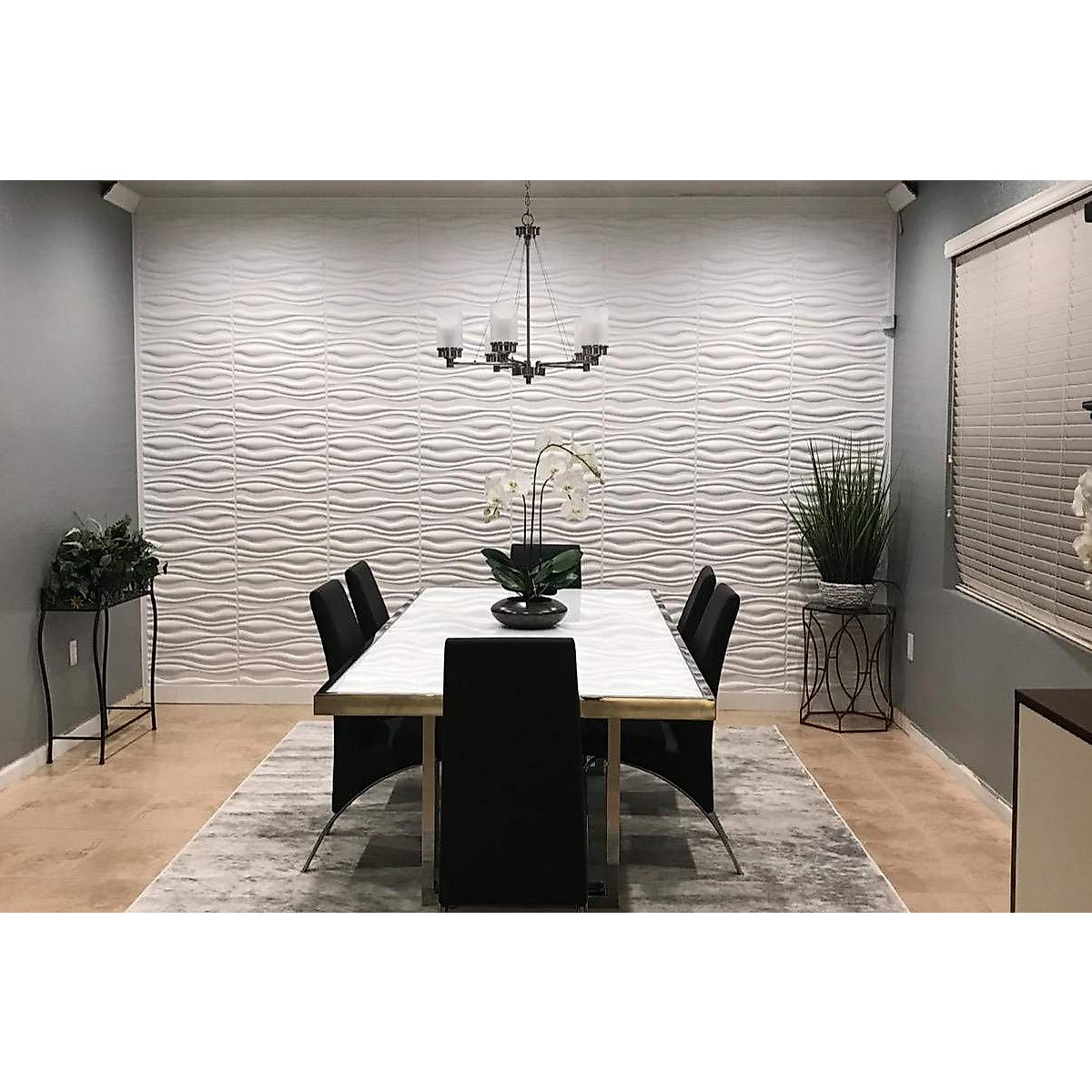 Art3d PVC Wave Board Textured 3D Wall Panels, White, 19.7" x 19.7" (12 Pack)