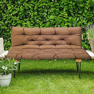 Matalde Outdoor Swing Cushions Swing Cushions 3 Seater Replacement with Backrest and Straps Waterproof Thicken 3" Outdoor Swing Cushions for Patio Garden Furniture Terrace-60x40 inches,Dark Brown