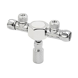 uxcell Silver Tone Metal 2 Way Splitter Regulator Valve for Aquarium Plant CO2 Tank