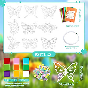 18 Pieces Suncatcher Kit for Kids Butterfly Suncatcher Kit Tissue Paper Butterfly Suncatcher Craft Spring Summer Window Art Kit with 18 Tissue Paper for Spring Summer Craft DIY Butterfly Party Favor