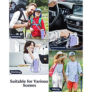 OriJoy Water Bottle Carrier Bag Holder for Stanley 40/30 Oz Tumbler Cup Accessories, Neoprene Pouch Sleeve with Adjustable Crossbody Strap, Purple