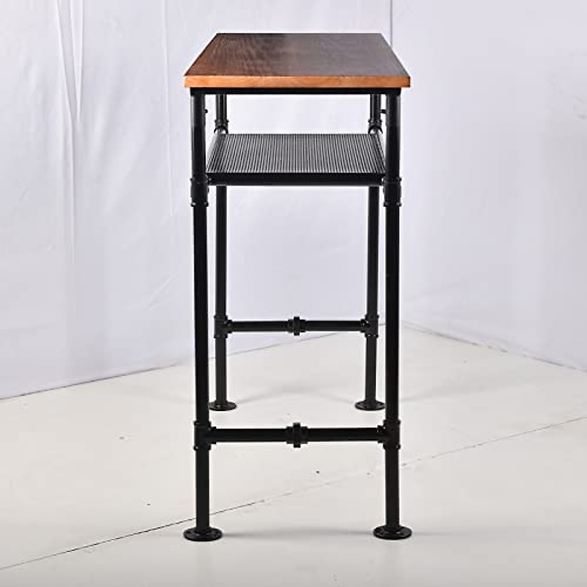 Diwhy 5 Piece Bar Table and Barstool Set Industrial Rectangular Pipe Dining Pub Bar Table and Kitchen Counter Height Adjustable Stool with Backrest Black (1 Table + 4 Chairs)