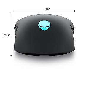 Alienware AW720M Tri-Mode Wireless Gaming Mouse - 2.4GHz Wireless, Bluetooth 5.1, 26,000 DPI, 8-Fully Programmable Buttons, Magnetic Snap Charging Adapter USB-A to USB-C Cable - Dark Side of The Moon